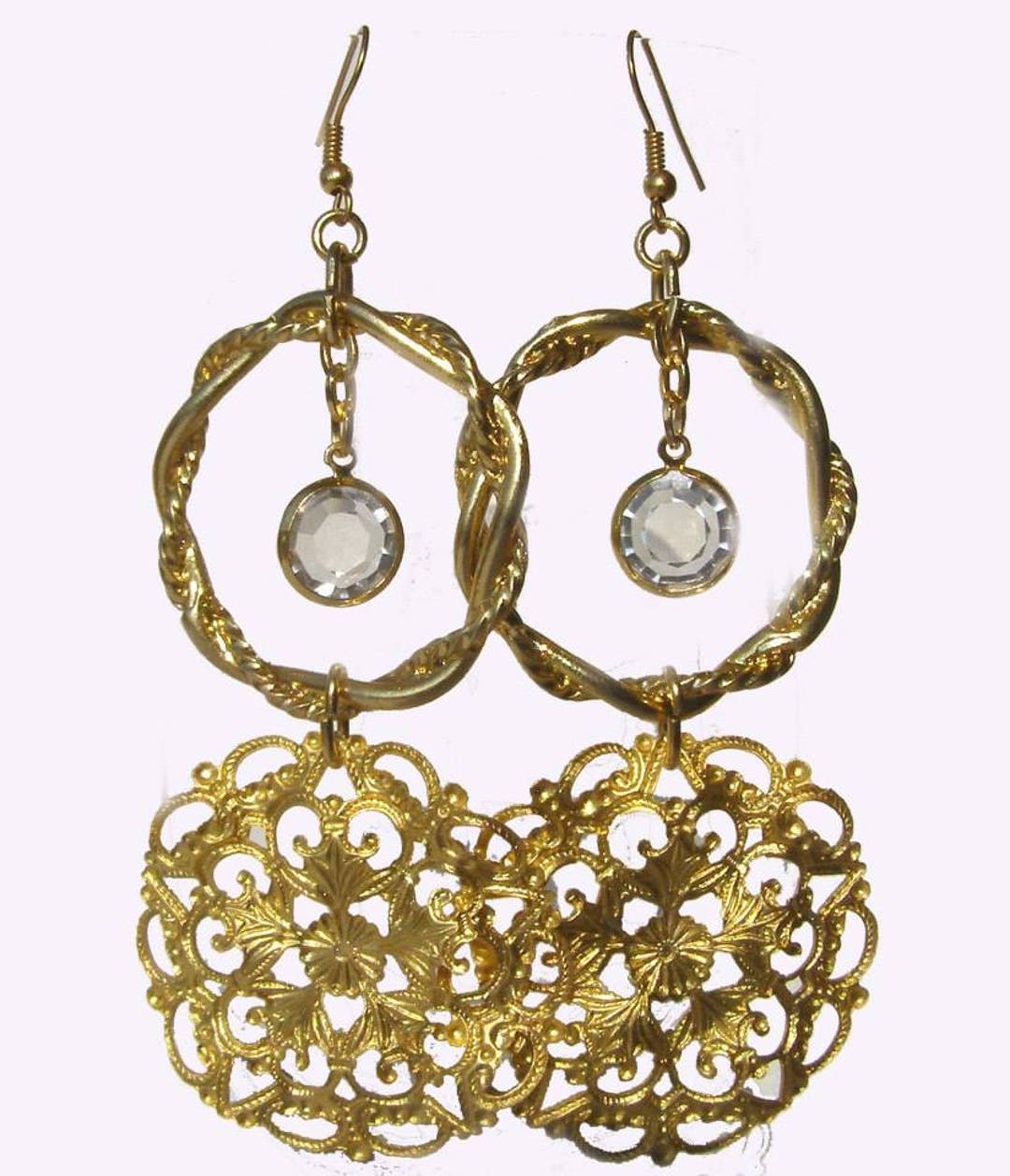 Big Hoop Earrings. Hoop Earrings. Double Hoops Earrings. Dangle Lace ...