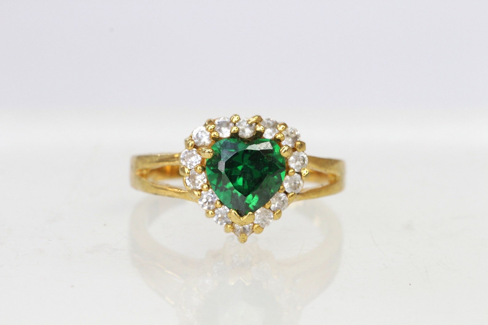GREEN HEART Ring Heart Shaped Ring Anniversary Gift for Wife - Etsy
