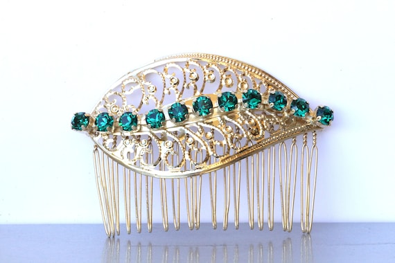 EMERALD GREEN Hair Comb Ornamented Leaf Hair Comb Custom - Etsy