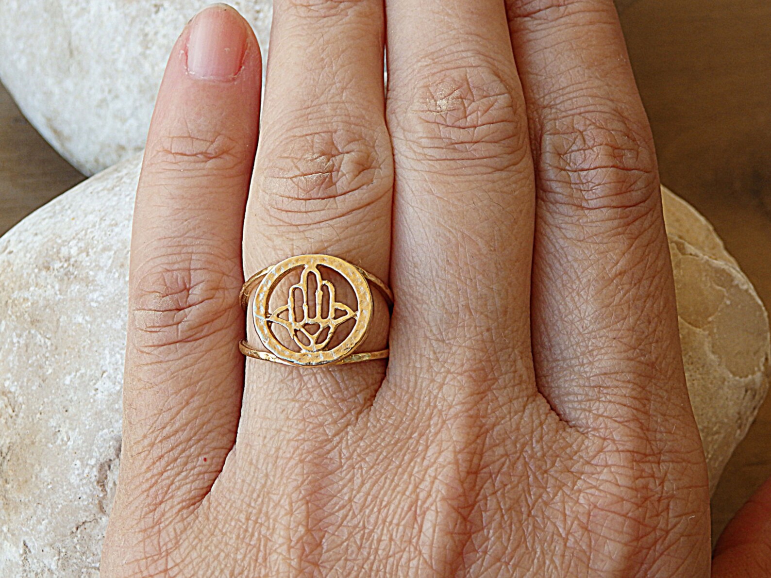 Gold Hamsa Ring 14K Gold Filled Hamsa Ring Evil Eye Charm | Etsy