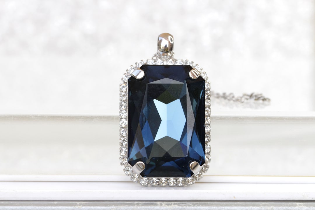 NAVY BLUE NECKLACE, Necklace, Midnight Blue Necklace, Dark Blue ...