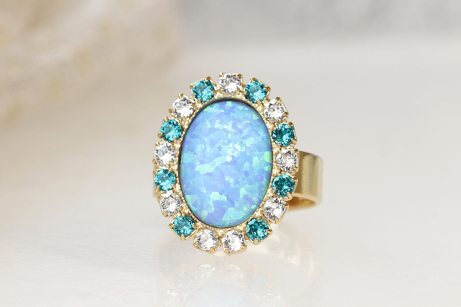 OPAL TURQUOISE RING Blue Opal Ring Gemstone October - Etsy