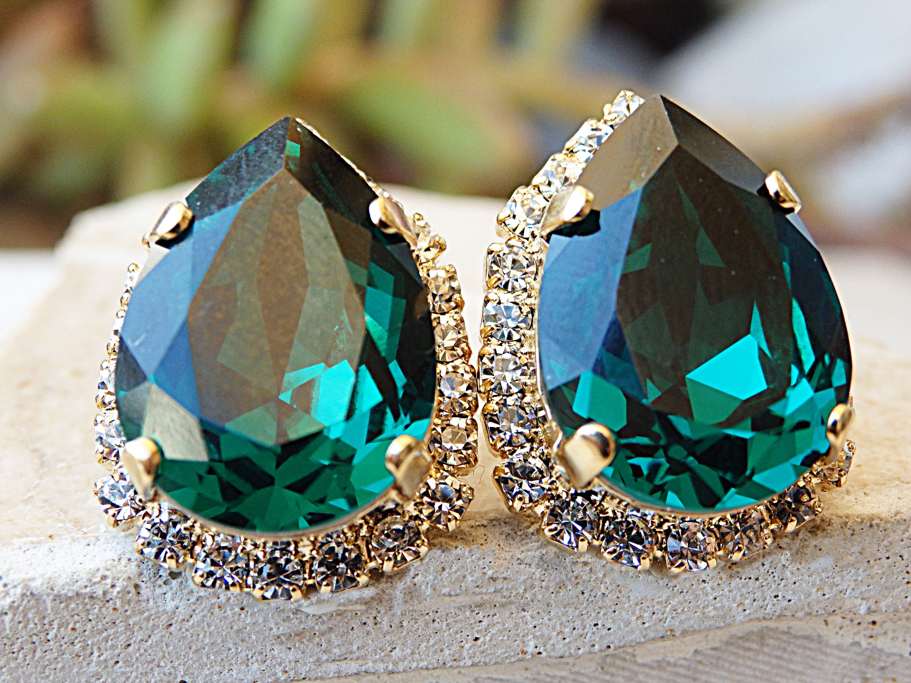 Emerald Crystal ring Adjustable Statement ring Green | Etsy