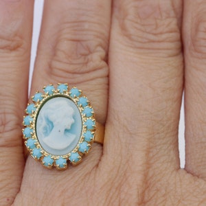 BLUE CAMEO RING, Oval Cameo Earrings, Victorian Ring,romantic Vintage ...