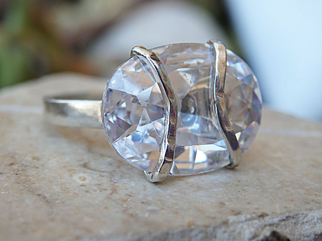 Cz Engagement Ring,faceted Stone Ring, Ring Design, Chunky Stone Ring ...