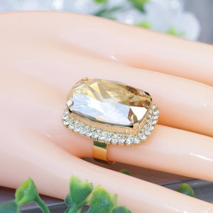 TOPAZ RING, Ring, Cocktail Ring, Big Ring, Large Ring Stone, Champagne ...