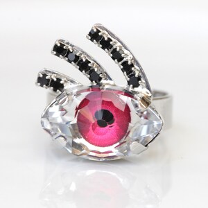 EVIL Eye Ring, Red Eye Ring, Crystals Ring, Red Black Ring, Trending ...