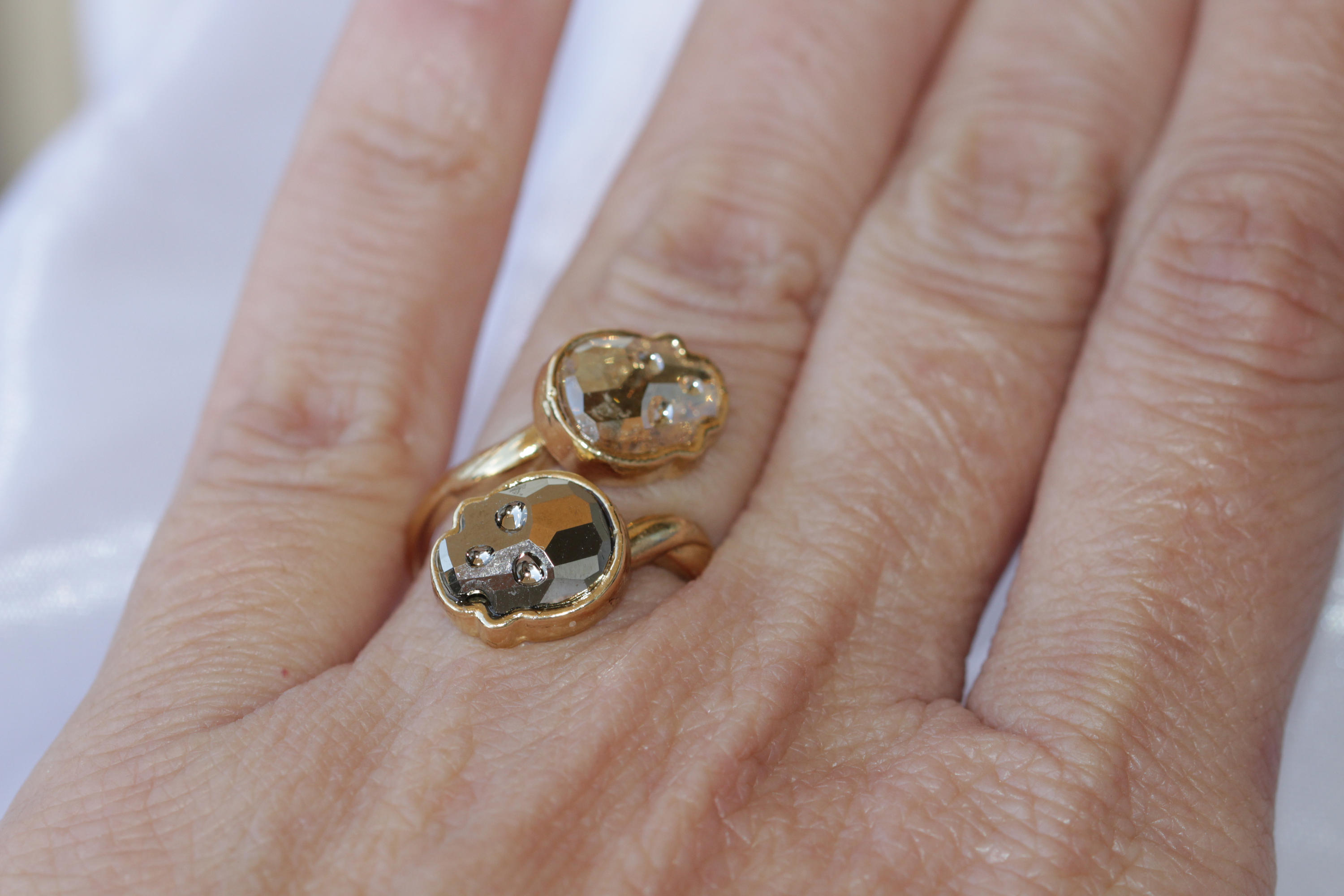 Gold Filled Crystal Skull Ring, Adjustable Champagne Bronze Jewelry - Etsy