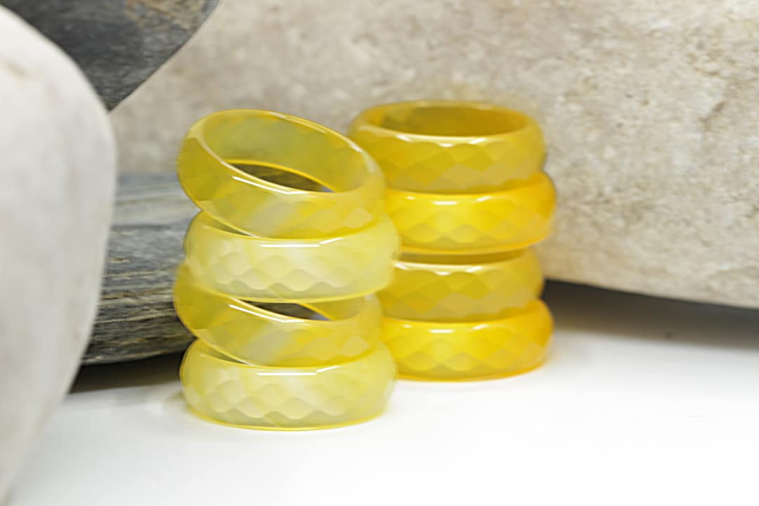 Yellow Agate Ring, Natural Mineral Ring, Yellow Stone Ring, Lemon ...