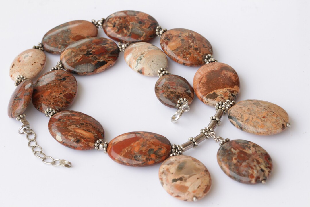 JASPER NECKLACE, Silver Sterling 925 Necklace, Choker Fall Brown ...