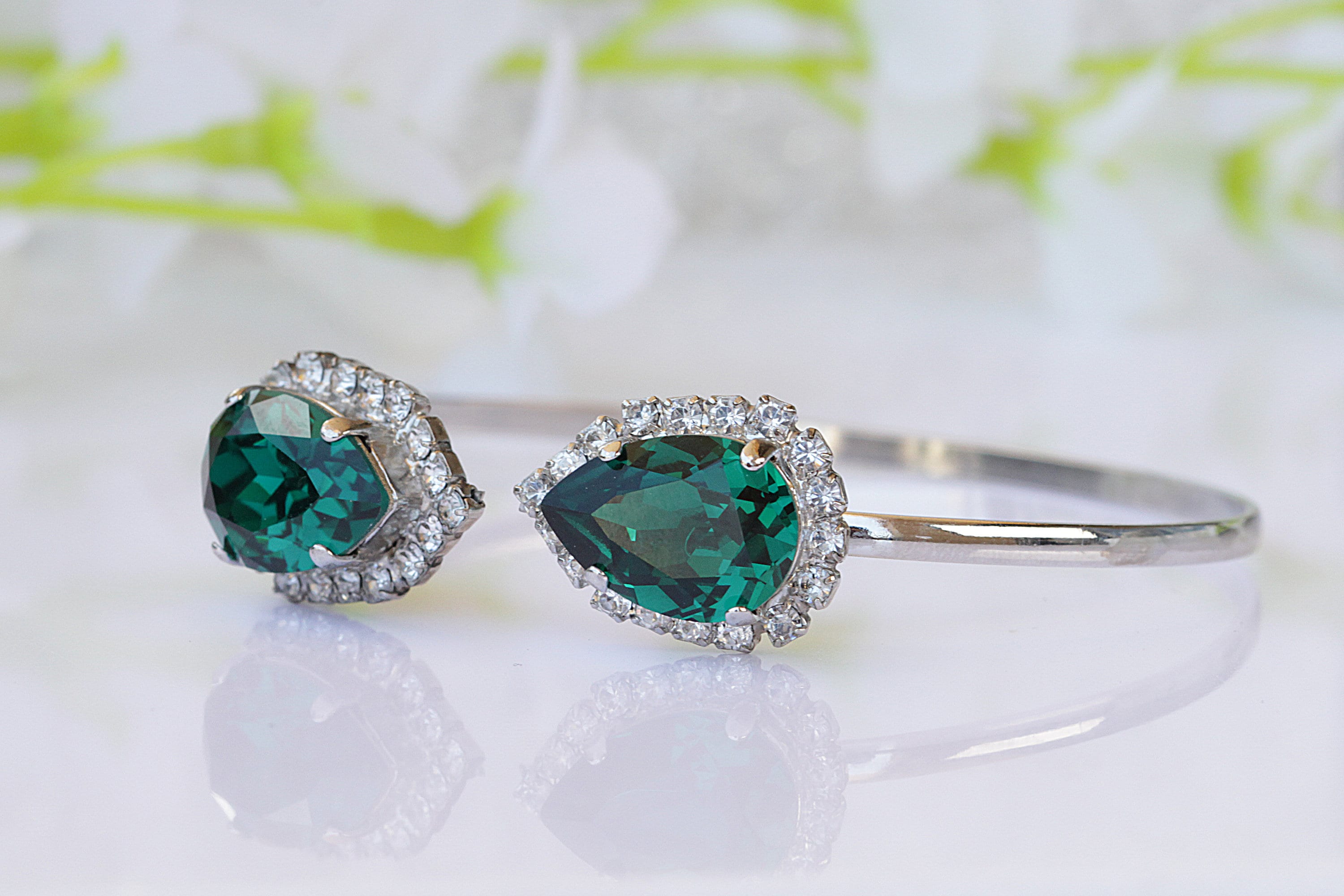 EMERALD BRACELET Crystal Cuff Bracelet Bracelet Gift for | Etsy