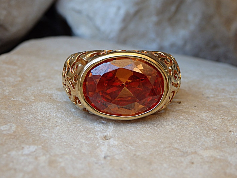 Gold Filled Ring Tangerine Gemstone Ring Orange Stone Ring - Etsy