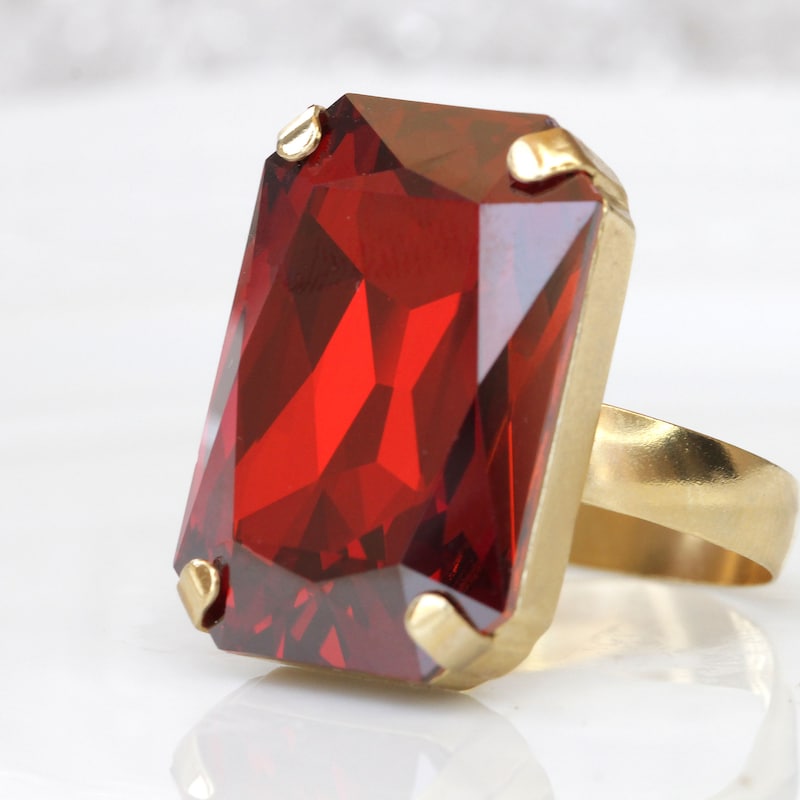 Big Red Stone Ring - Etsy