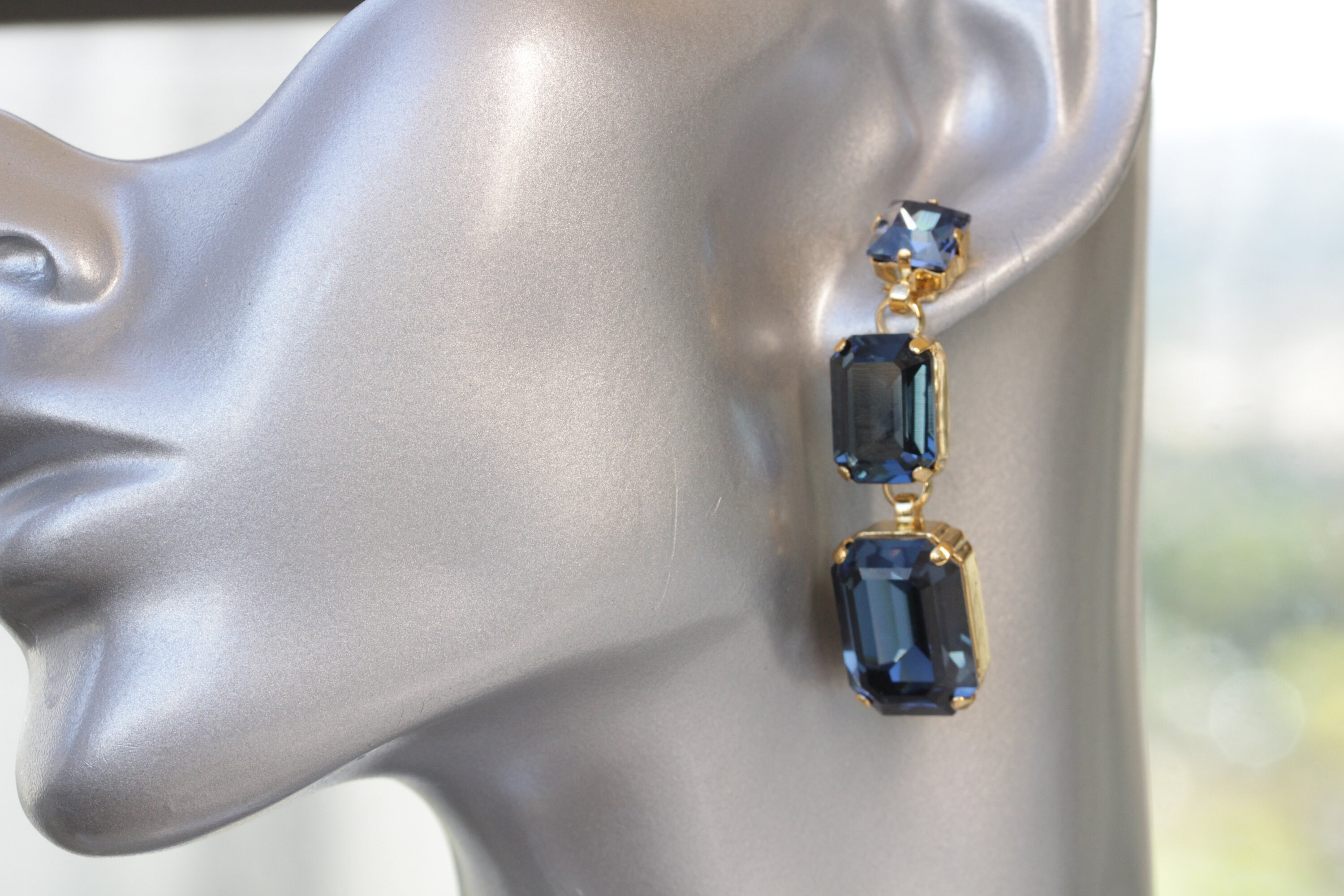 BLUE NAVY EARRINGS Women Gift For Her Simple Earrings Navy | Etsy