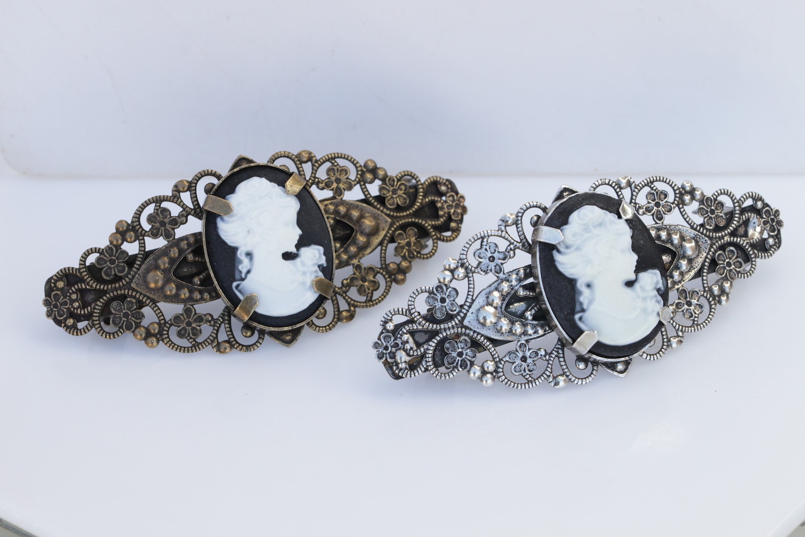 CAMEO HAIR BARRETTE Lace Vintage Cameo Hair Barrette Long - Etsy