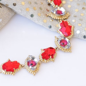 Red Crystal Hamsa Bracelet, Turkish Eye, Good Luck Bracelet - Etsy