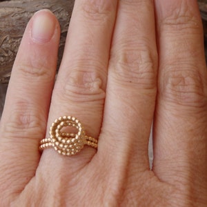 Wrap Ball Ring, Wrapped Multi Band Ring, Gold Double Band Ring, 14K ...