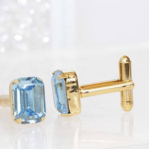 Blue Crystal Cufflinks, Aquamarine, Groom Wedding Jewelry - Etsy