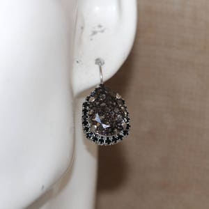 GRAY EARRINGS, Smokey Gray Drop Earrings, Black Diamond Earrings, Dark ...