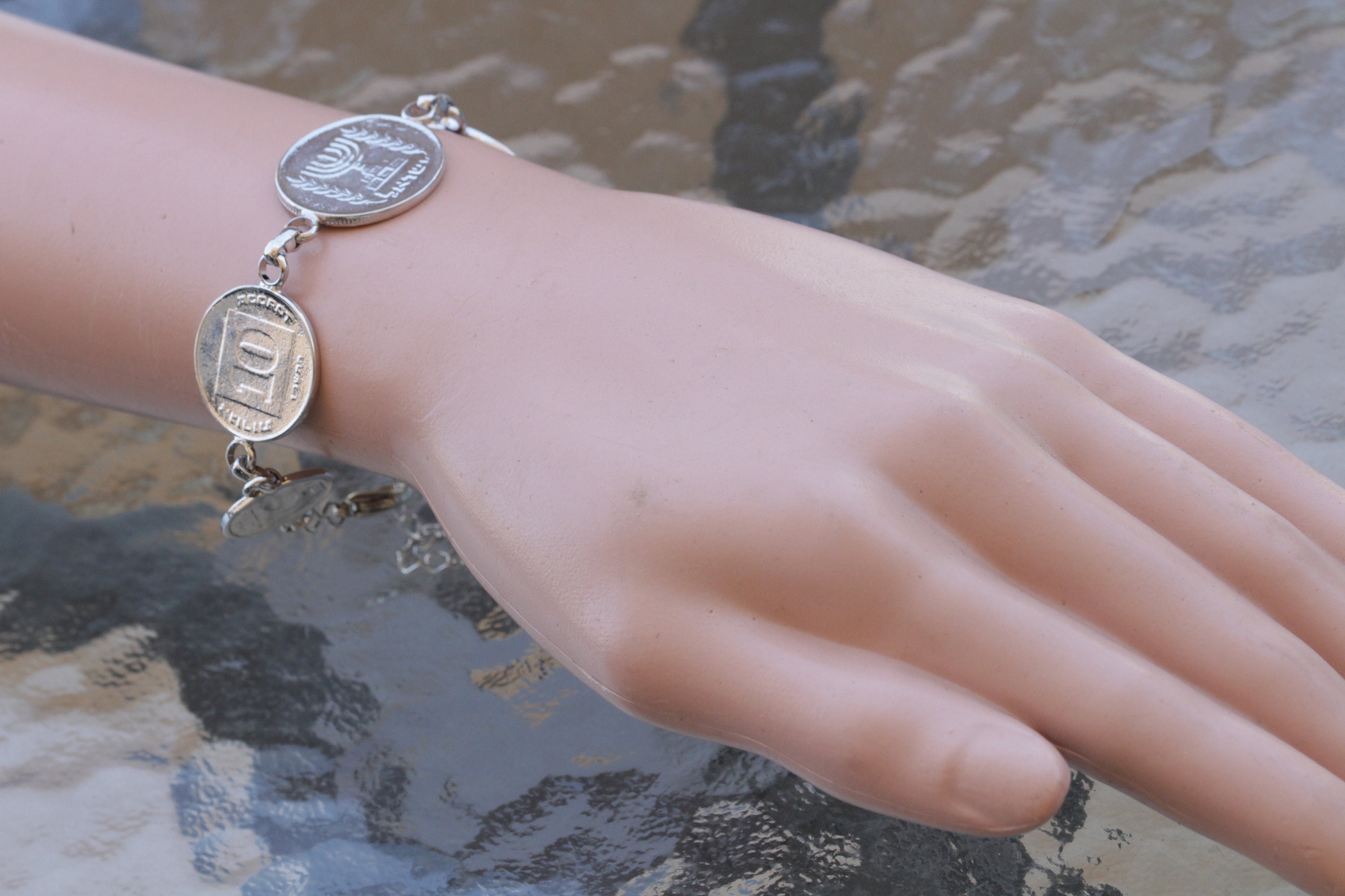 ISRAEL COIN BRACELET, Israeli Jewelry, Coin Bracelet, Charm Bracelet ...