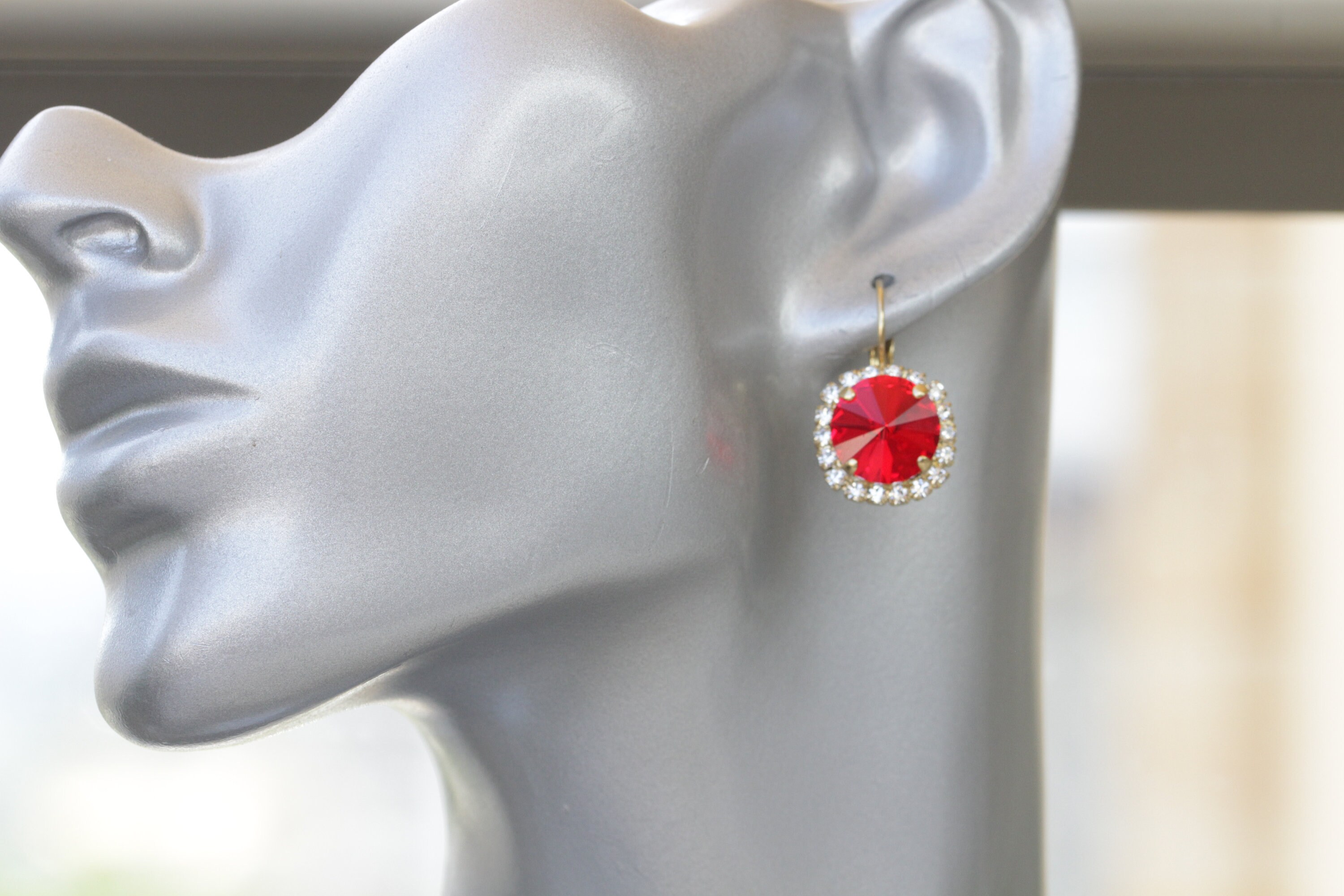 RED DROP EARRINGS, Red Ruby Bridal Earrings, Woman Jewelry, Ruby Red ...