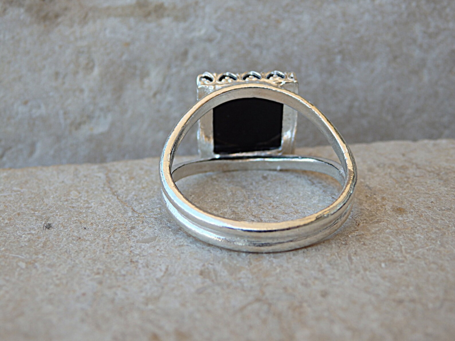 Black Square Onyx Ring 925 Sterling Silver Onyx Ring Big - Etsy