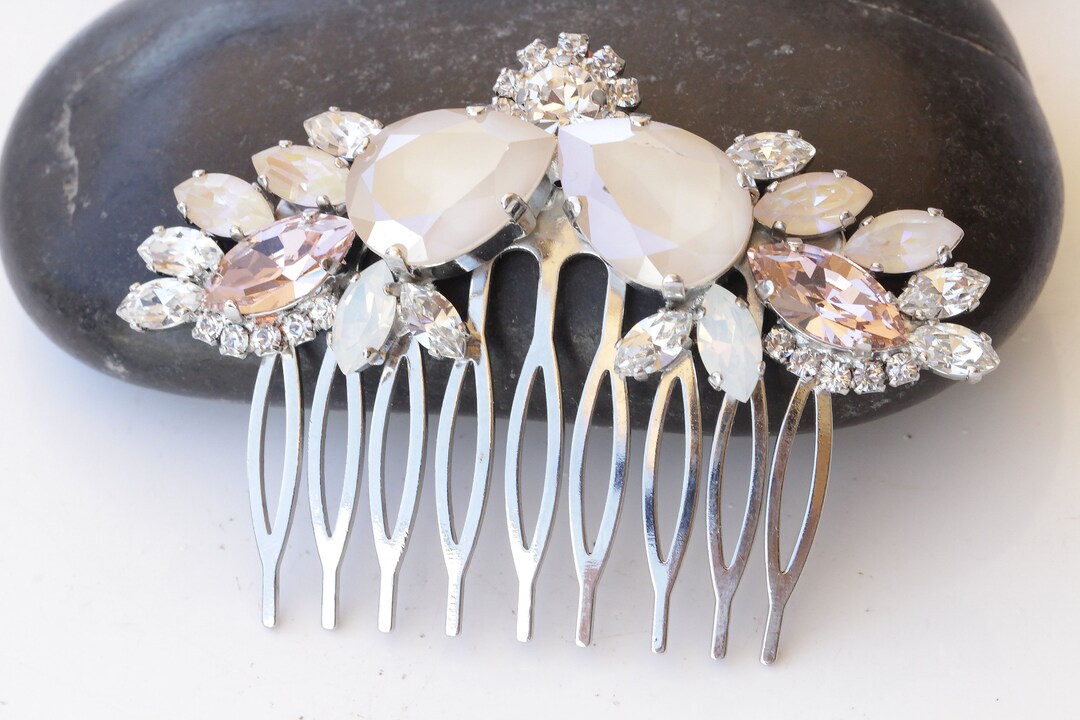 IVORY HAIR COMB, Hair Comb, Bridal Hair Vine, Wedding Opal Hair Comb ...