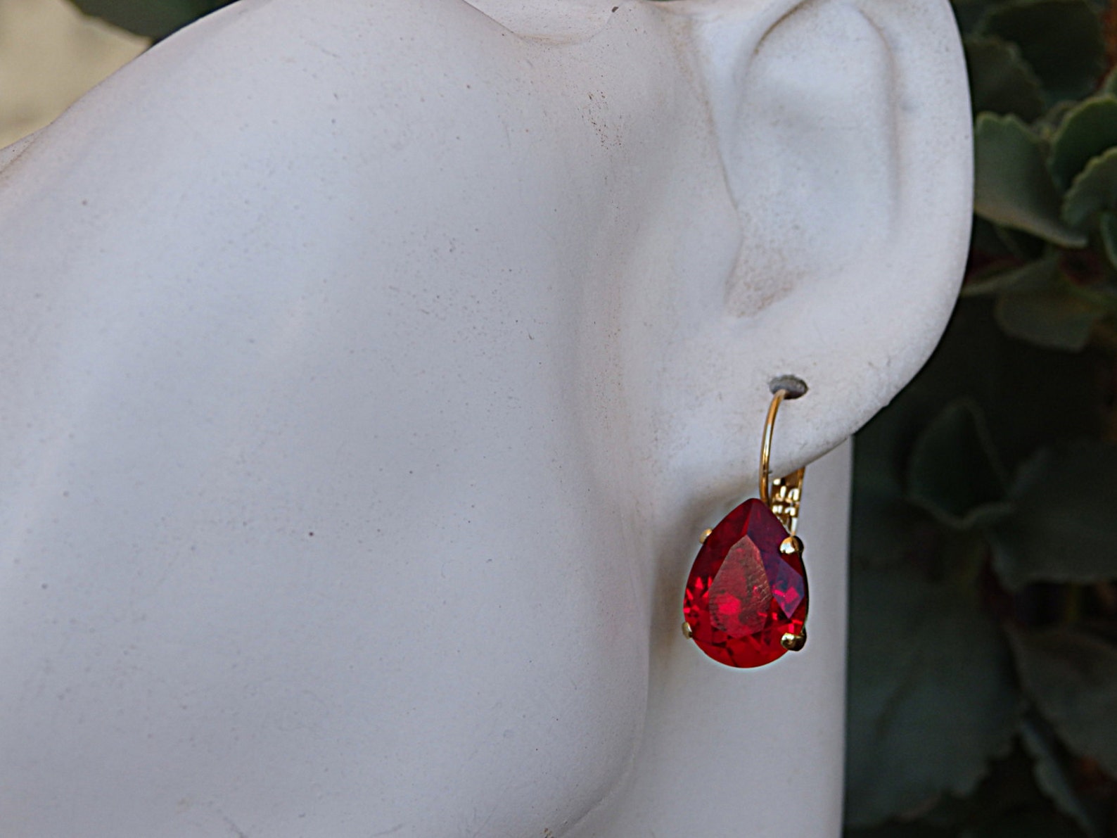 Red Ruby Drop Earrings Gold Red Earrings Red Teardrop - Etsy