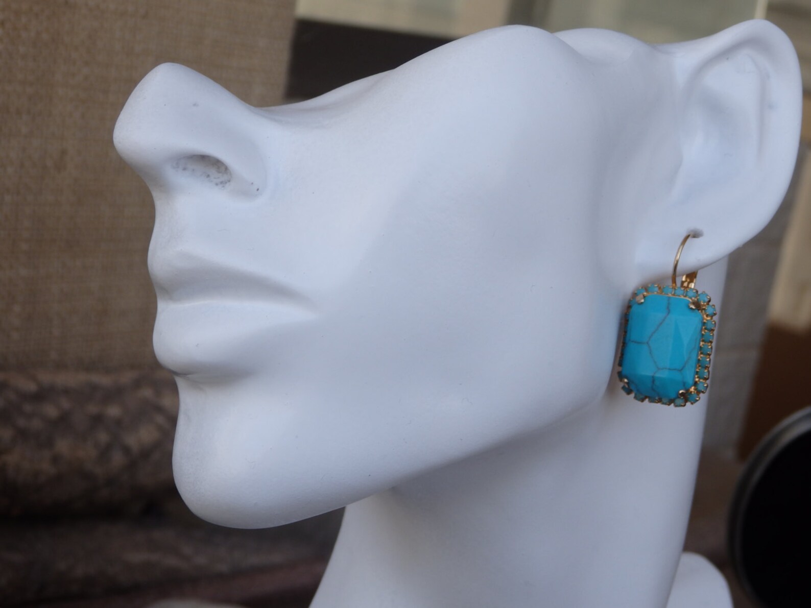 Rectangle Turquoise Necklace Turquoise Stone Pendant With - Etsy