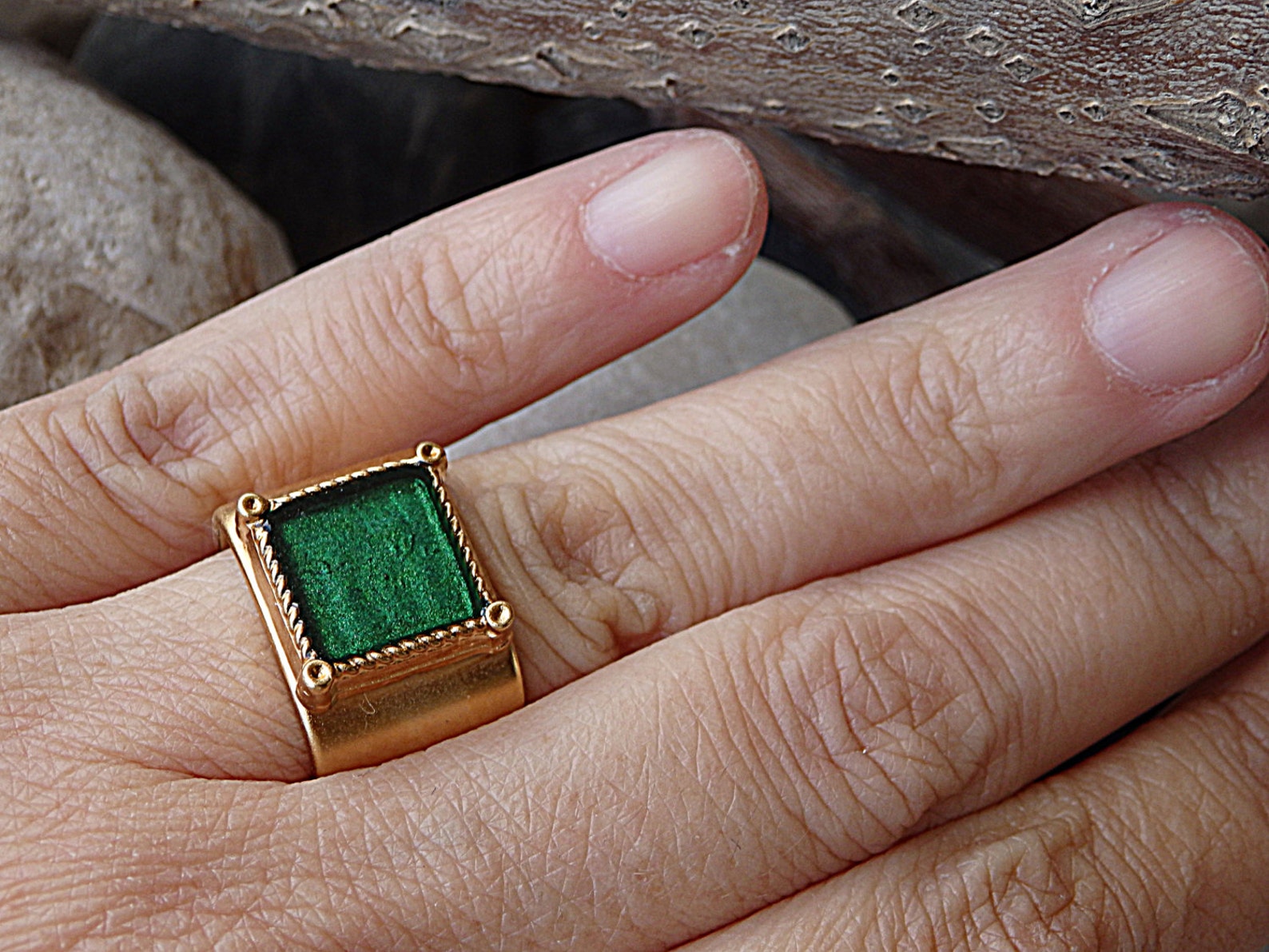 Yellow Square Signet Ring. Women's Signet Ring. Enamel - Etsy