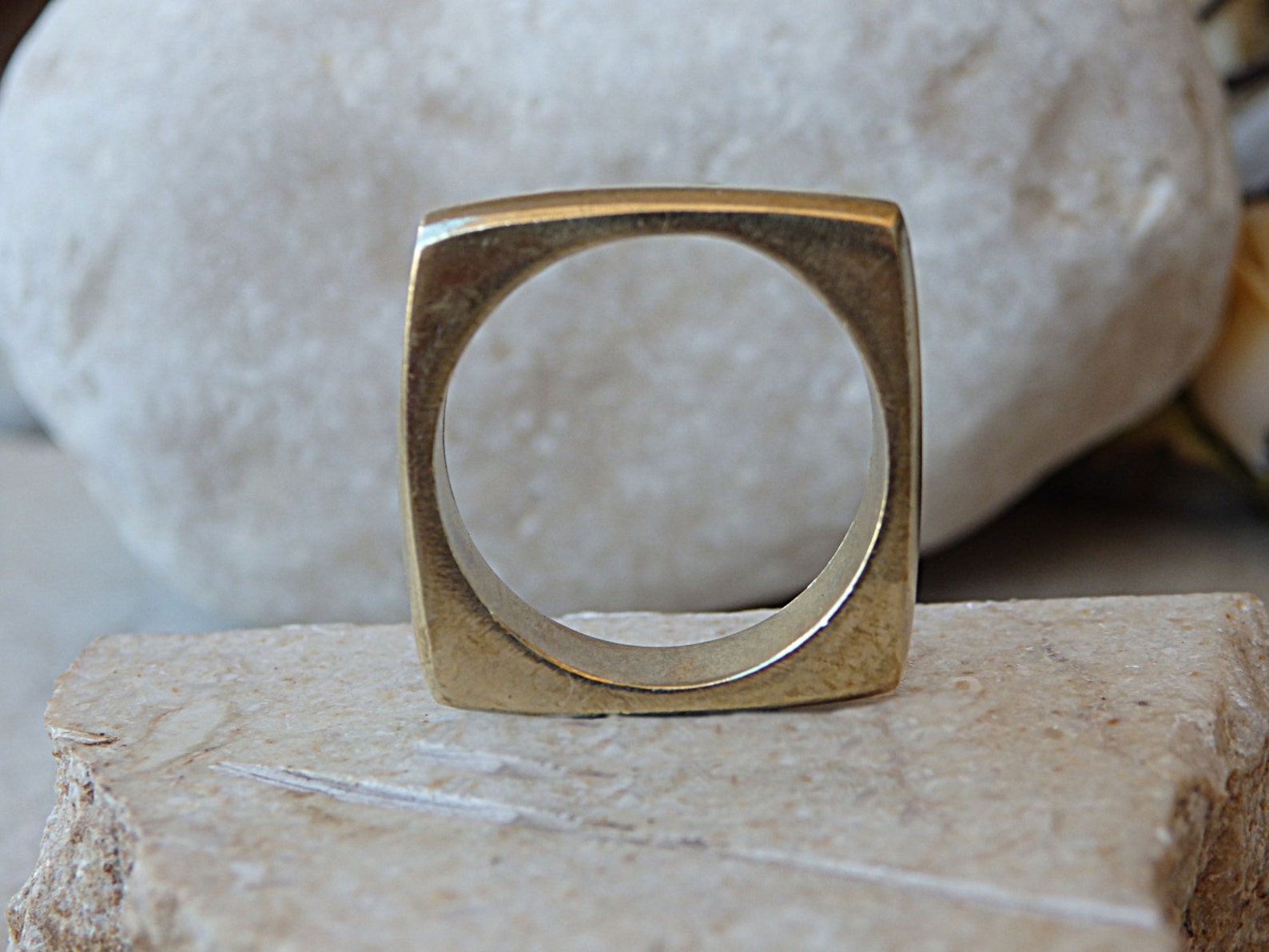 Geometrical Ring. Gold Square Ring. Geometric Ring. Wedding | Etsy