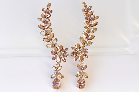 Blush EAR CLIMBER EARRINGS Bridal Climbing EarringsStatement | Etsy