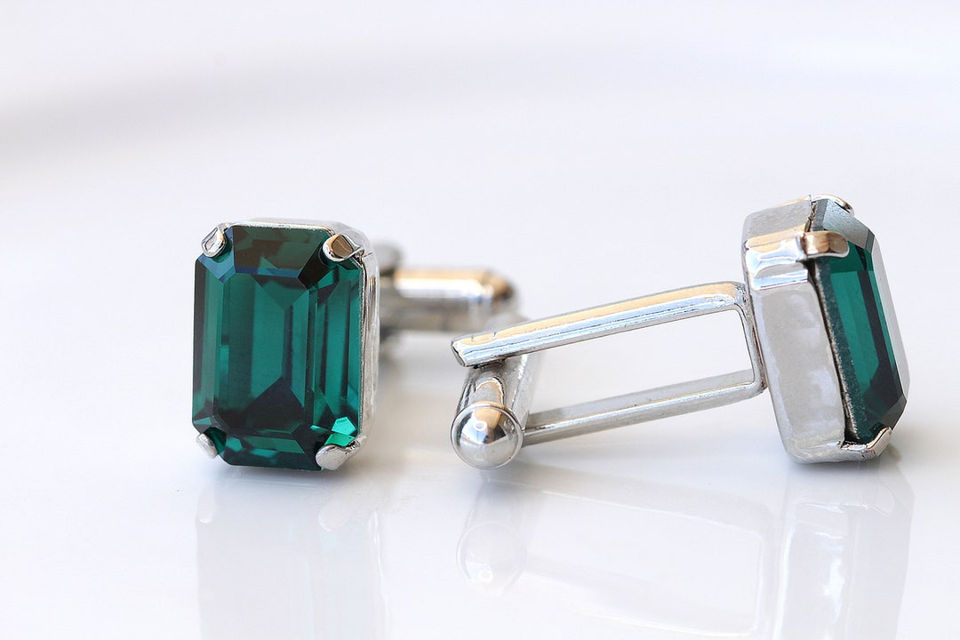 EMERALD CUFFLINKS, Dark Green Cufflinks, Groom Cufflinks, Best Man ...