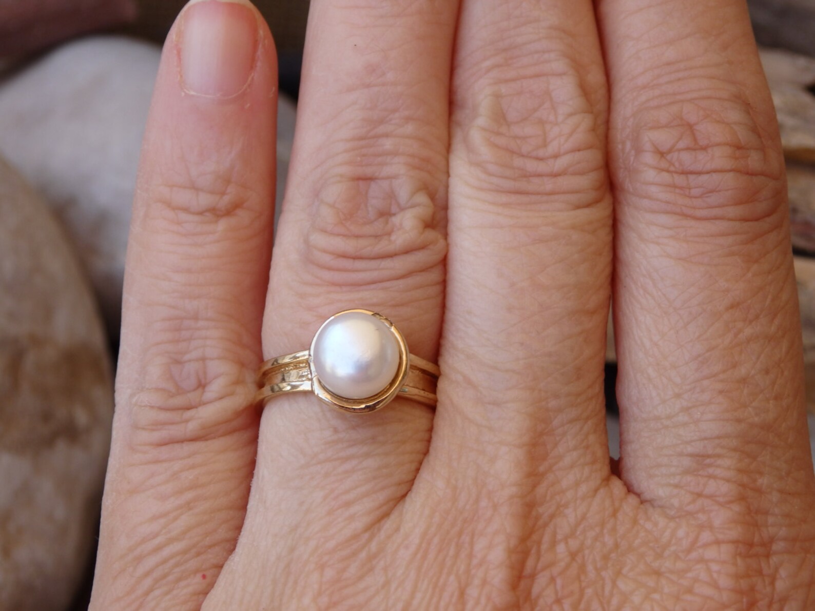 Bridal Pearl Ring Pearl Gemstone Ring Pearl Solitaire Ring | Etsy