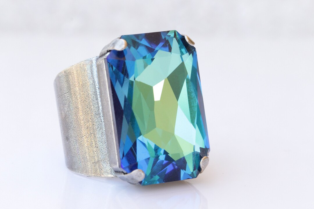 ROYAL BLUE RING, Huge Crystal Ring, Sapphire Crystal Ring, Large ...
