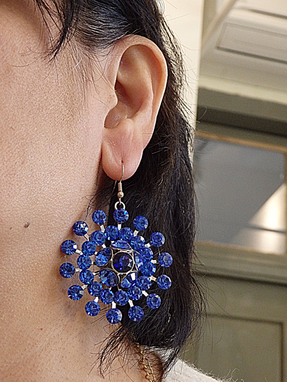 Evening Crystal Bright Blue Earrings Bridesmaid Gifts Royal - Etsy