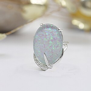 Light Blue Ring, Ice Blue Opal Ring, Womens Opal Ring, Baby Blue Ring ...