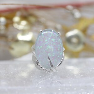 Light Blue Ring, Ice Blue Opal Ring, Womens Opal Ring, Baby Blue Ring ...