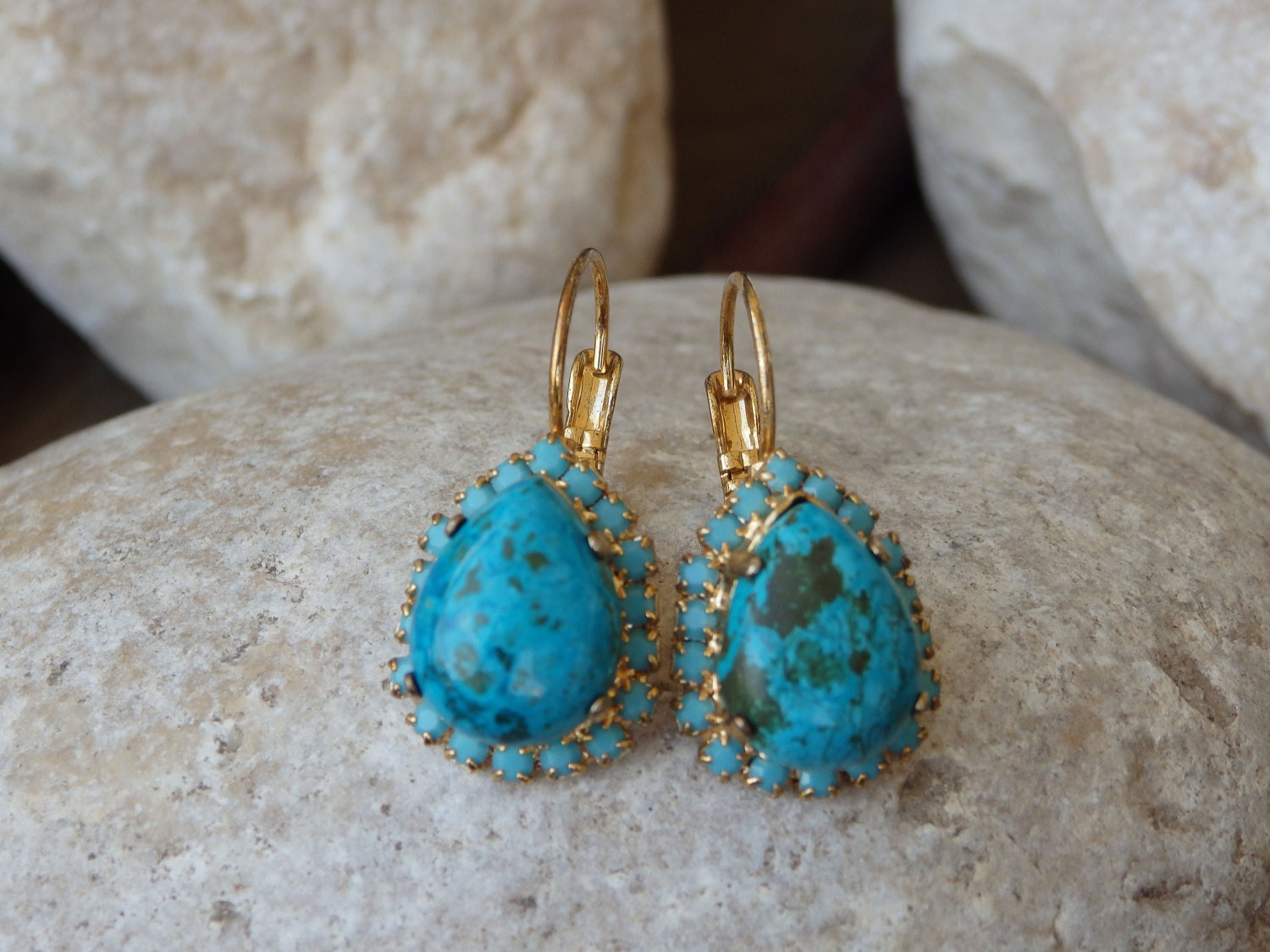Turquoise Droplets Earrings. Birthstone December Jewelry. Turquoise ...