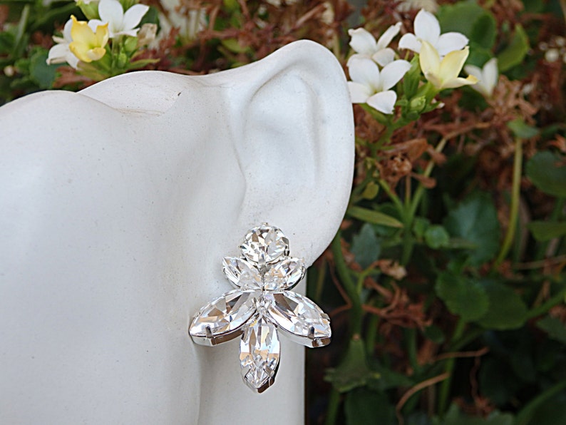 Clear Stud Earrings Rhinestone Earrings Cluster Earrings | Etsy