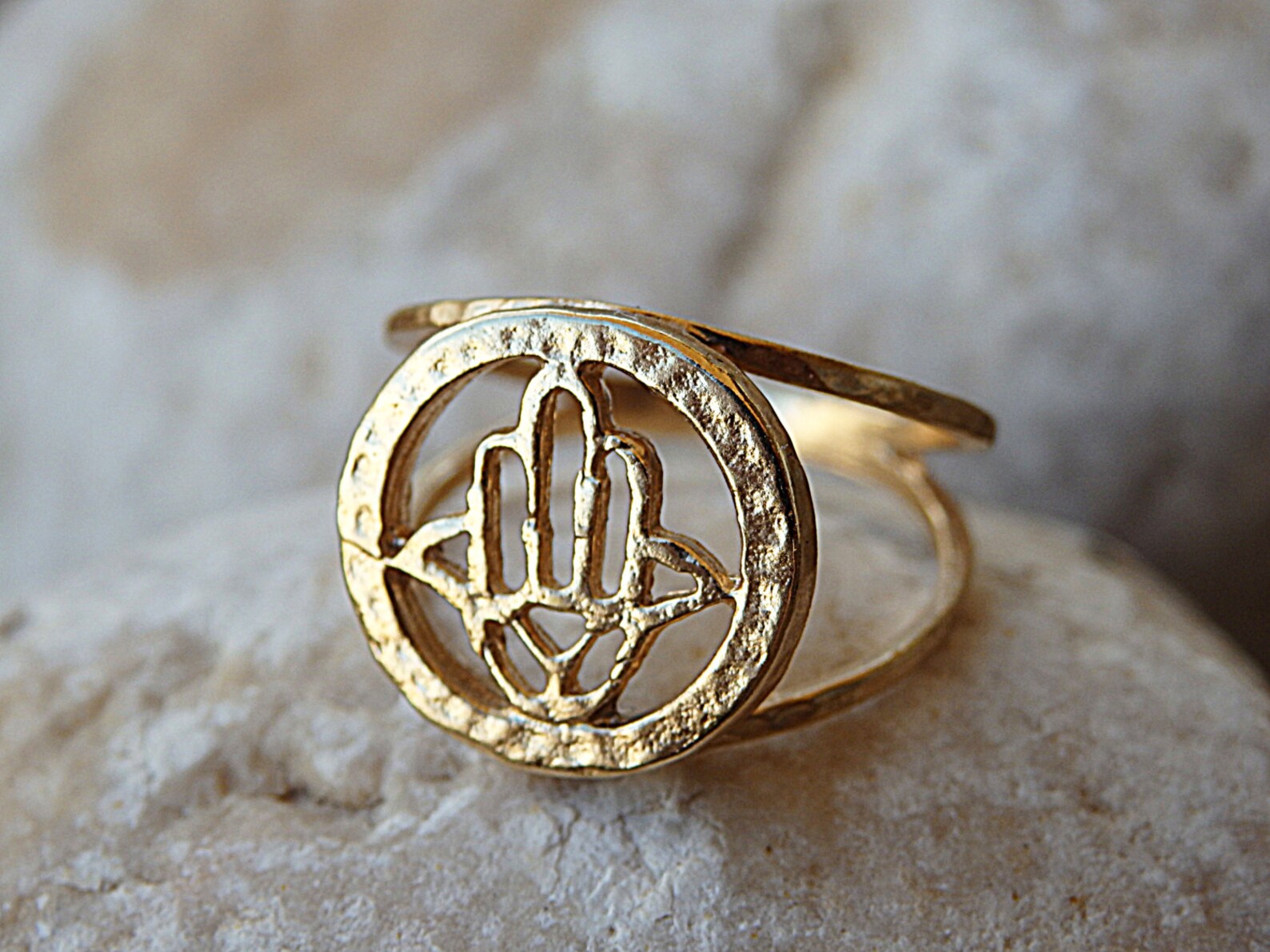 Gold Hamsa Ring 14K Gold Filled Hamsa Ring Evil Eye Charm | Etsy