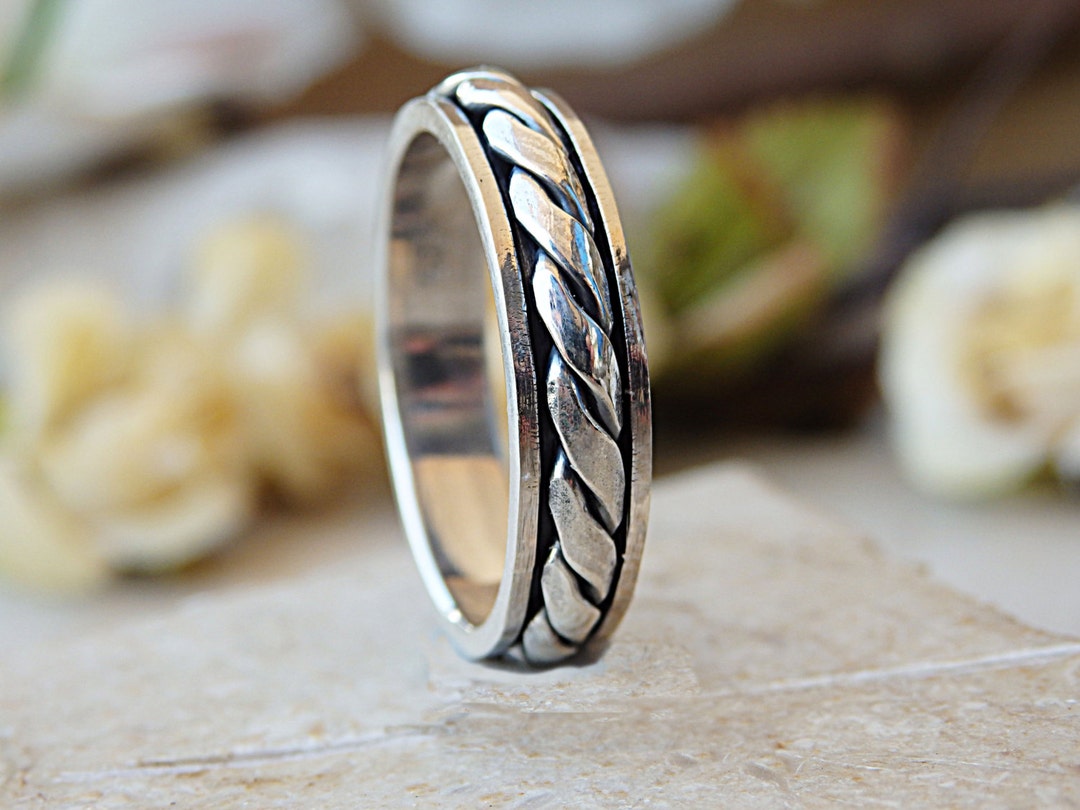 Spinner Ring. Sterling Silver Ring. Spinning Ring. Wedding Ring. Fidget ...