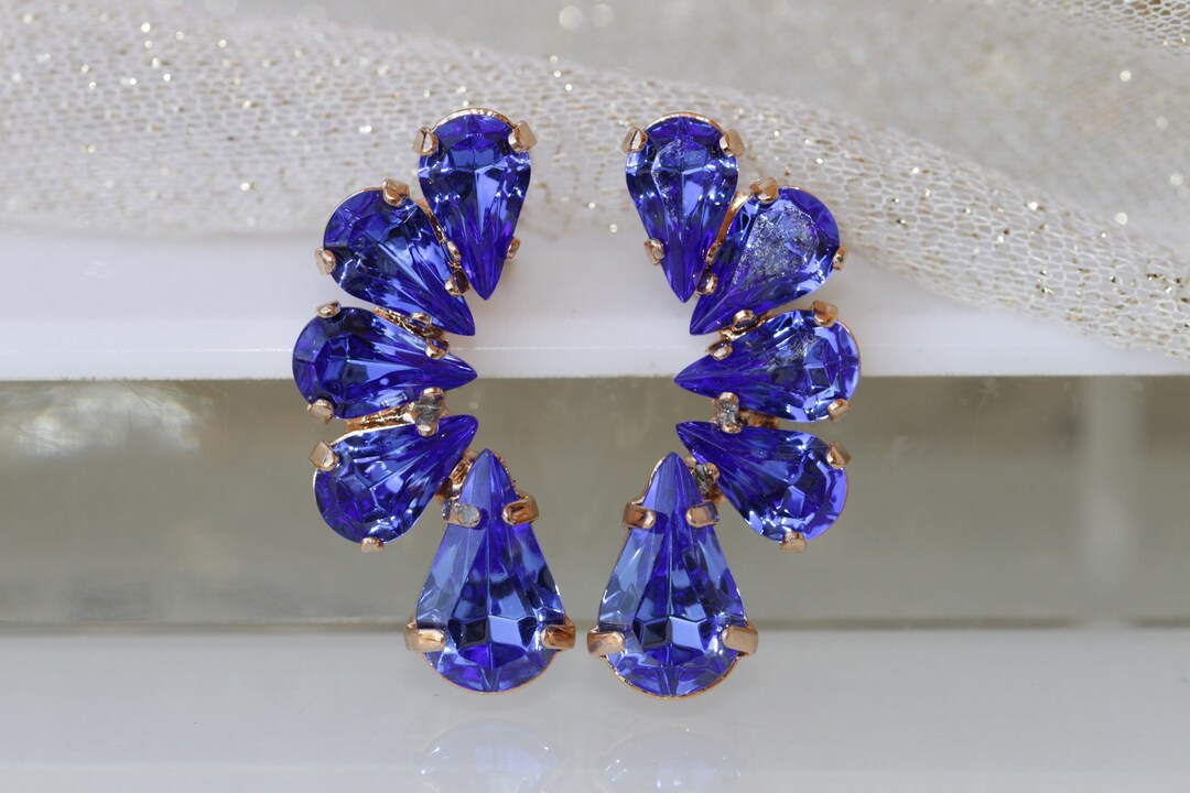 BLUE STUDS, Royal Blue Studs, Sapphire Stud Earring, Bridesmaids Studs ...