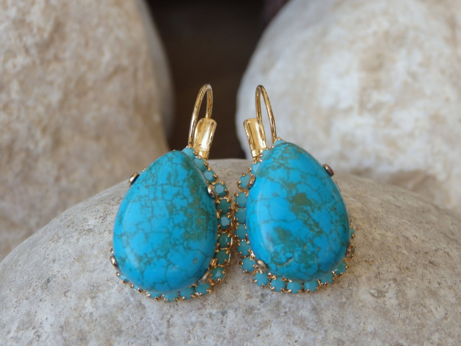 Turquoise Droplets Earrings. Birthstone December Jewelry. Turquoise ...