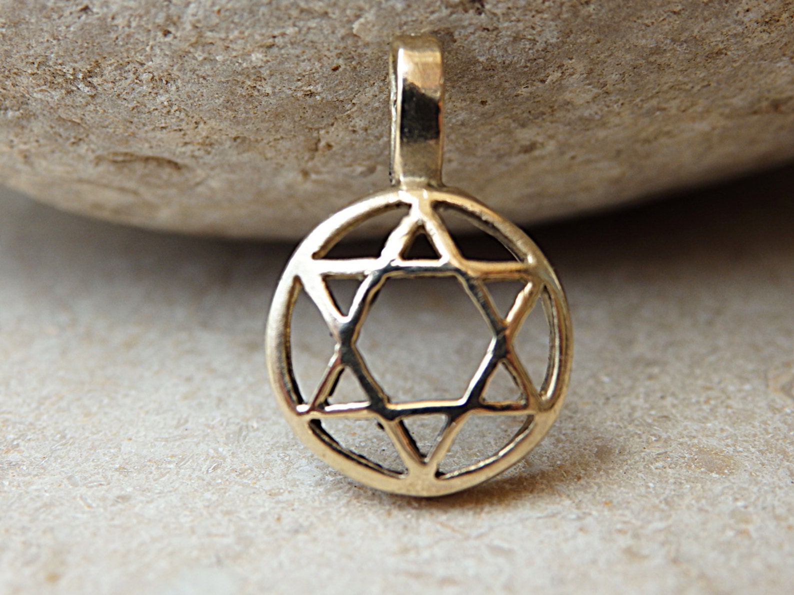 14k Solid Gold Star of David Pendant. Jewish Jewelry Gift . Minimalist ...