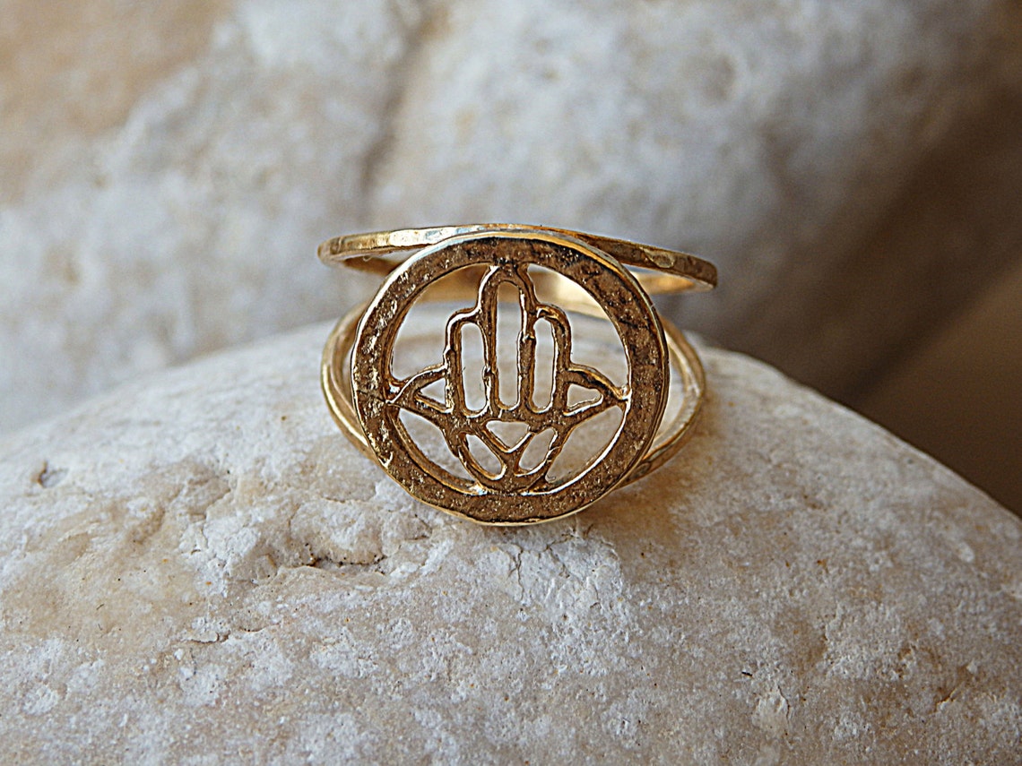 Gold Hamsa Ring 14K Gold Filled Hamsa Ring Evil Eye Charm | Etsy