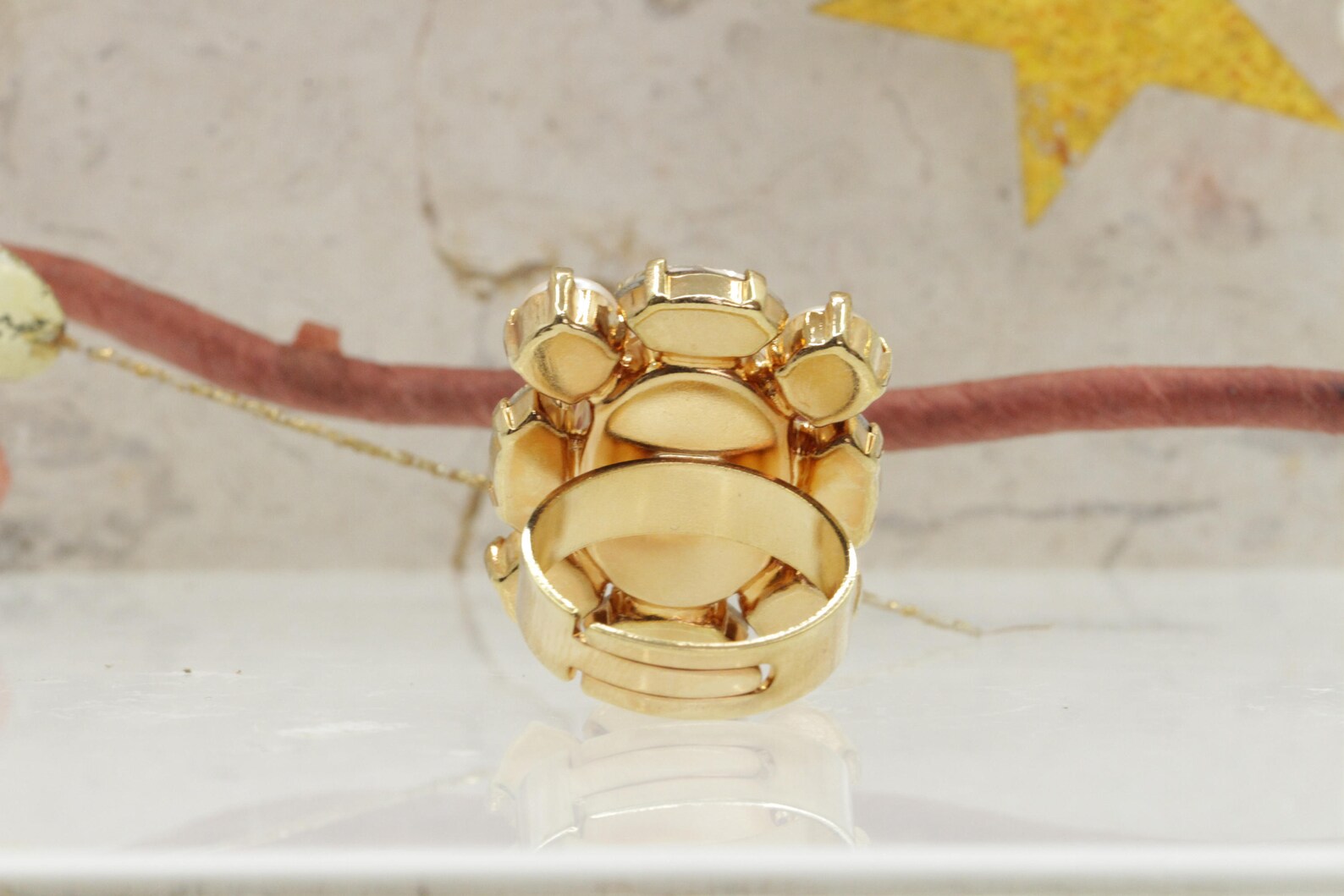 RUBY RED RING Red Crystal Ring Red Gold Ring Multi Stone | Etsy