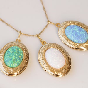 Opal Locket Necklace, Choose Your Color,keepsake, Oval Locket,gift for ...