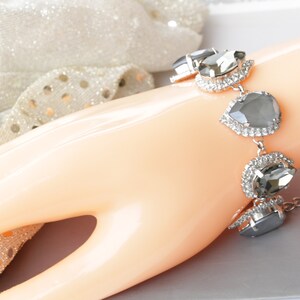 GREY TEARDROP BRACELET, Bracelet, Silver Grey Bracelet, Formal Bracelet ...