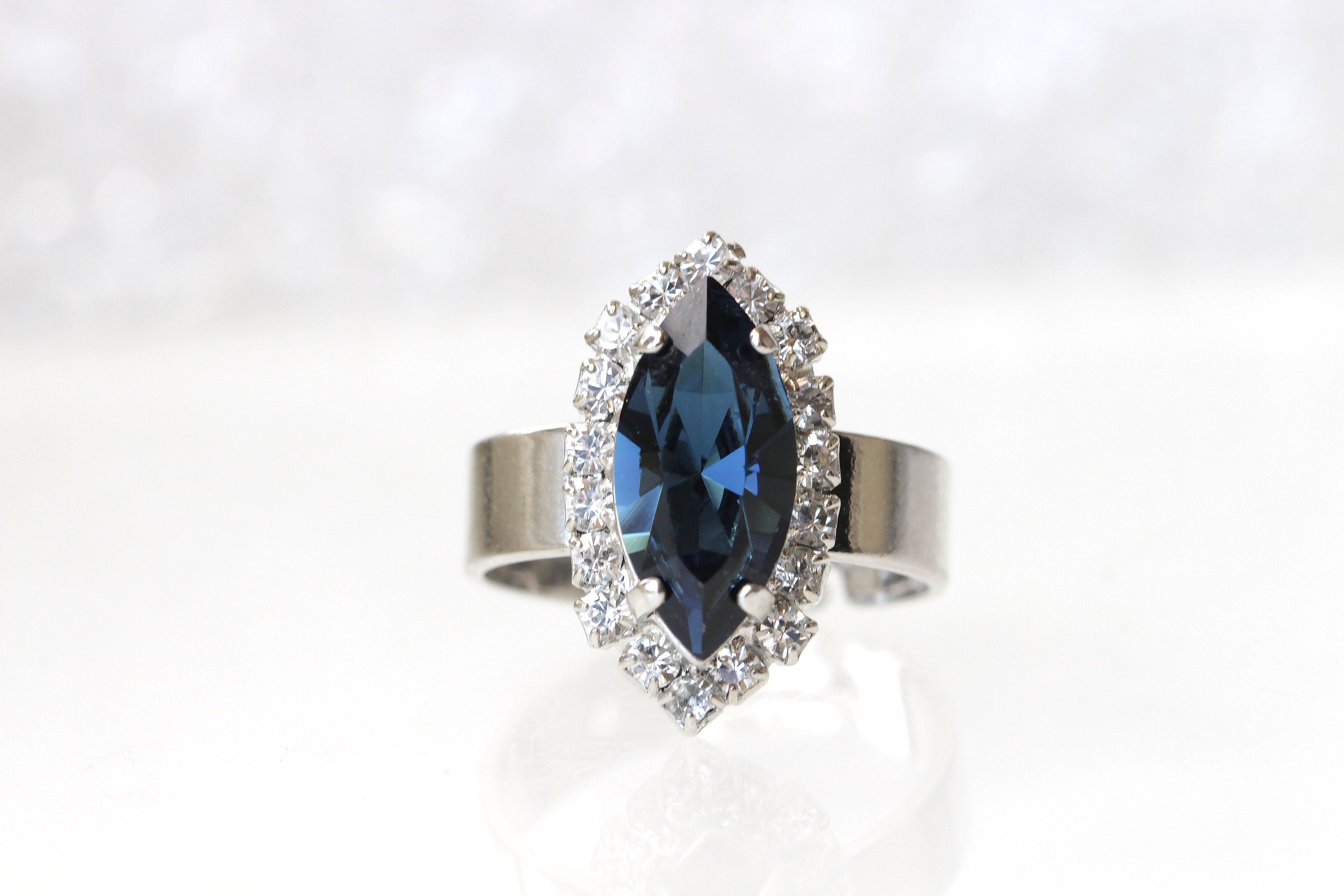 NAVY BLUE Ring Ring Marquise Ring Dark Blue Minimalist | Etsy